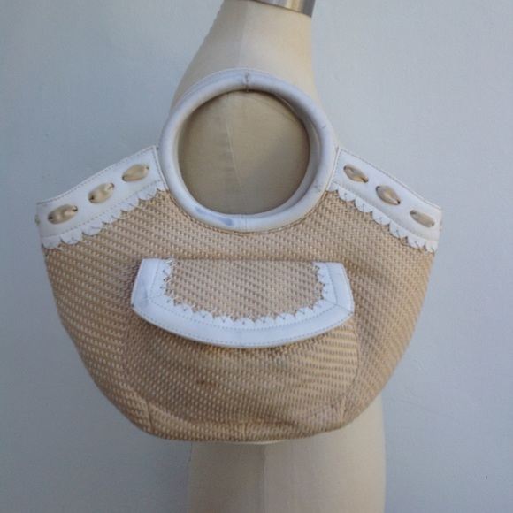 Cole Haan | Bags | Vintage Cole Haan Sarah Straw Sp6 Tote Handbag ...